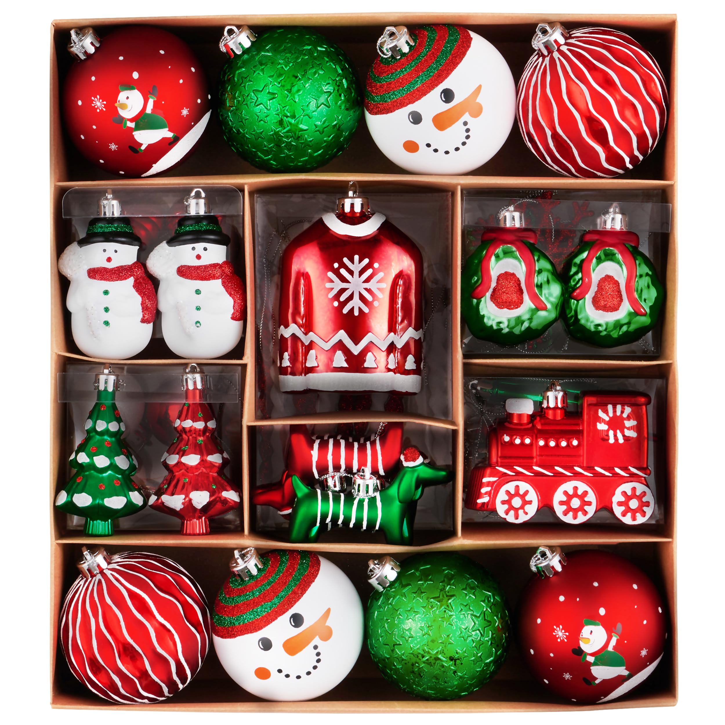Amazon.com: Valery Madelyn Christmas Ornaments Set, 60t Red Green White ...