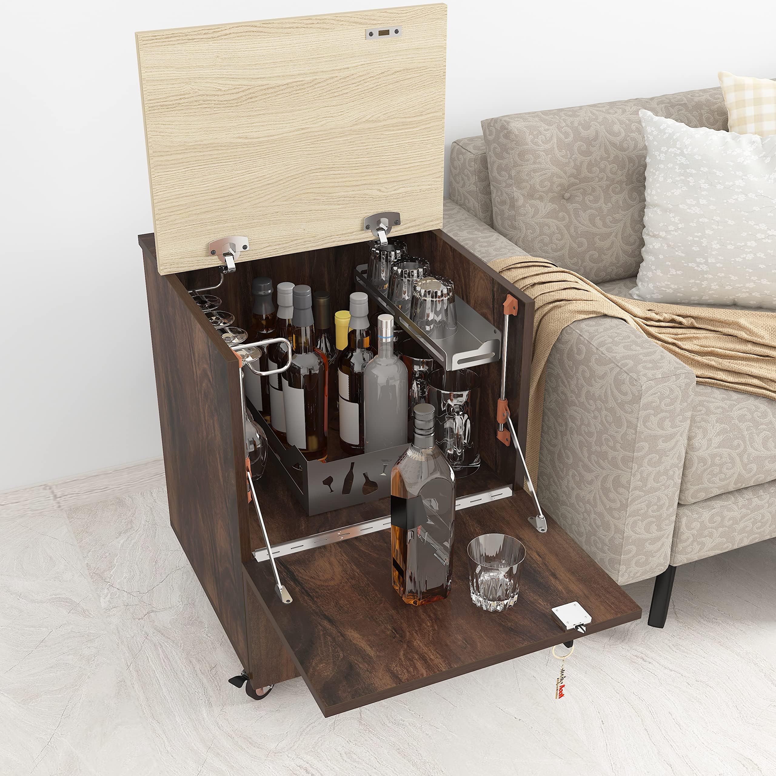 Studio Kook Classic Mini Bar | Engineered Wood Bar Cabinet (Junglewood ...