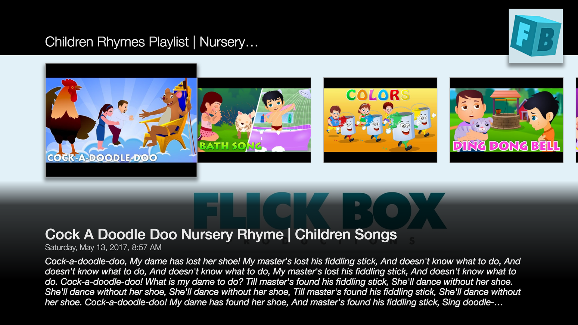 Flickbox - Kids Songs and Rhymes - App on Amazon Appstore