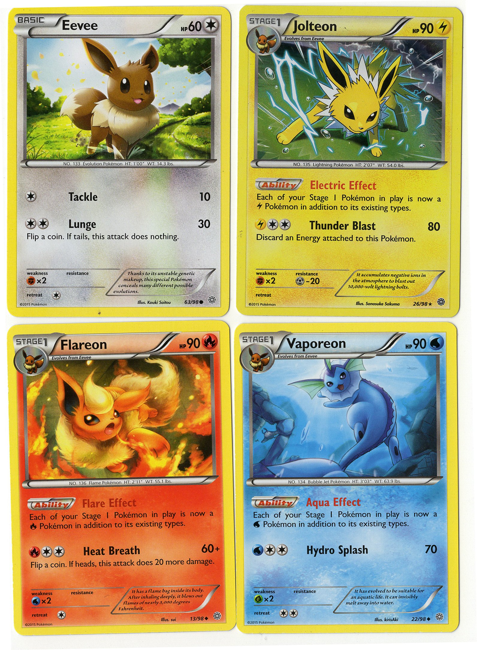 Buy Pokemon Eeveelution Evolution Card Set - Jolteon Flareon Vaporeon ...