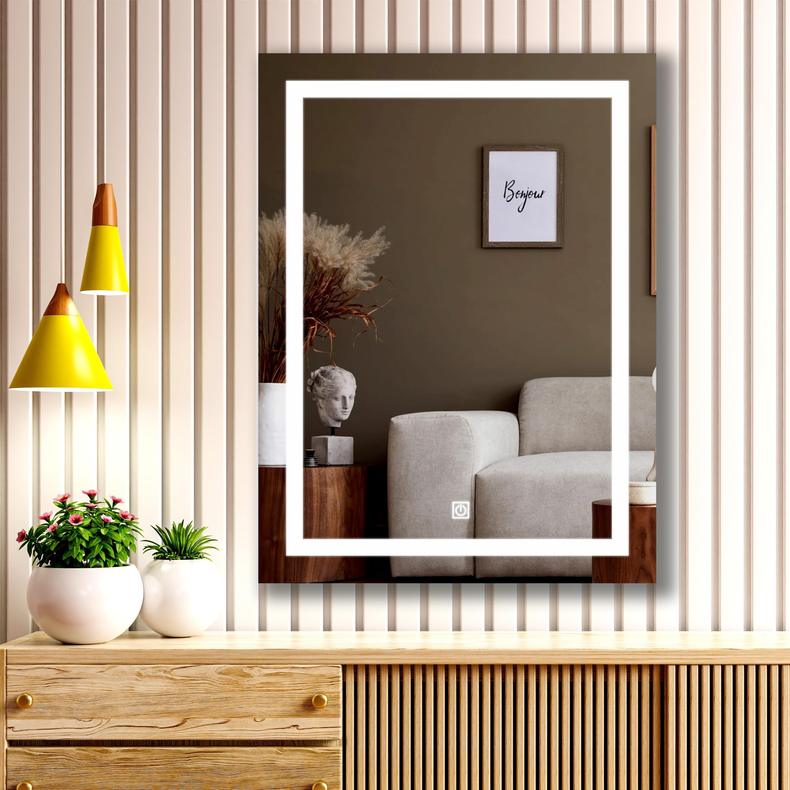 Buy Sunsyze Wall Mount Bathroom Mirror with Light | Mirror for Bathroom ...