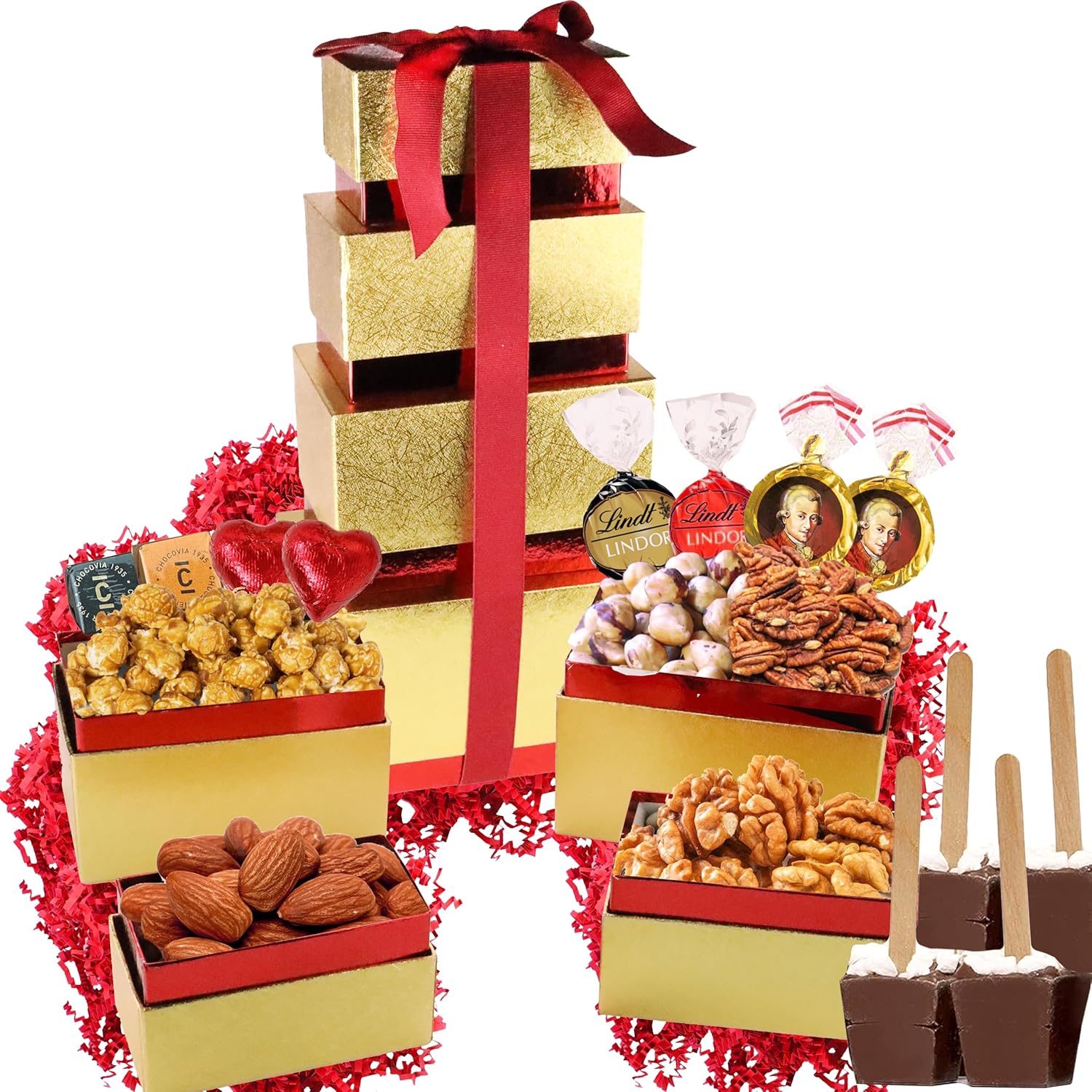 Amazon.com : Premium Gift Tower Box Nuts-Snack& Chocolate (Walnut ...