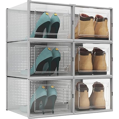EazeHome Boot Storage Box, Stackable Boot Boxes, 8 Pack Boot Organizer ...