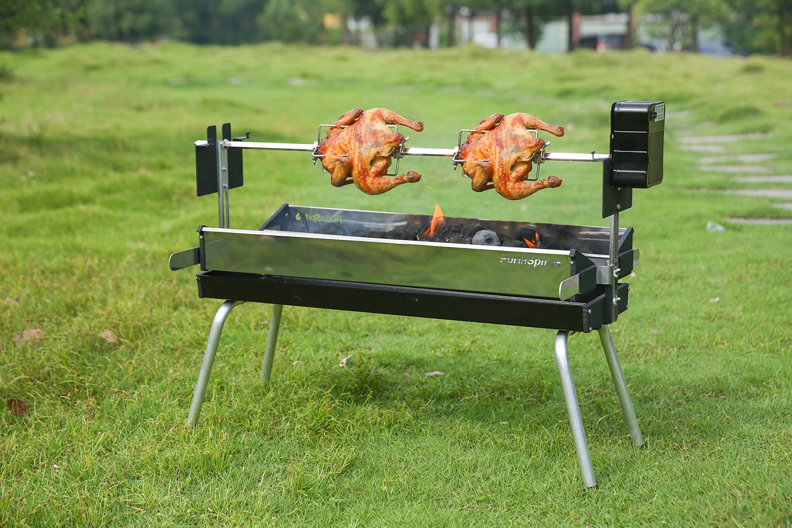BBQ Creations B-007 PortaSpit Portable Spit Rotisserie/BBQ Charcoal ...