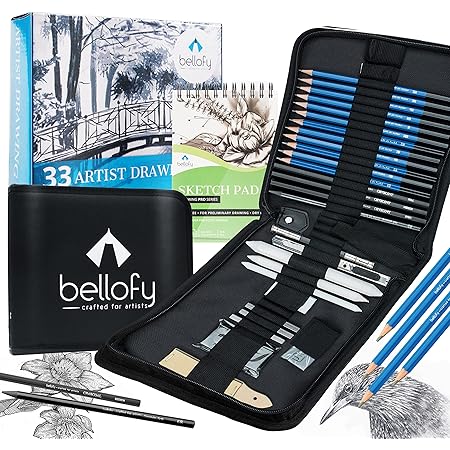 33-piece Professional Drawing and Sketch Kit with Pencils, Erasers, Kit ...