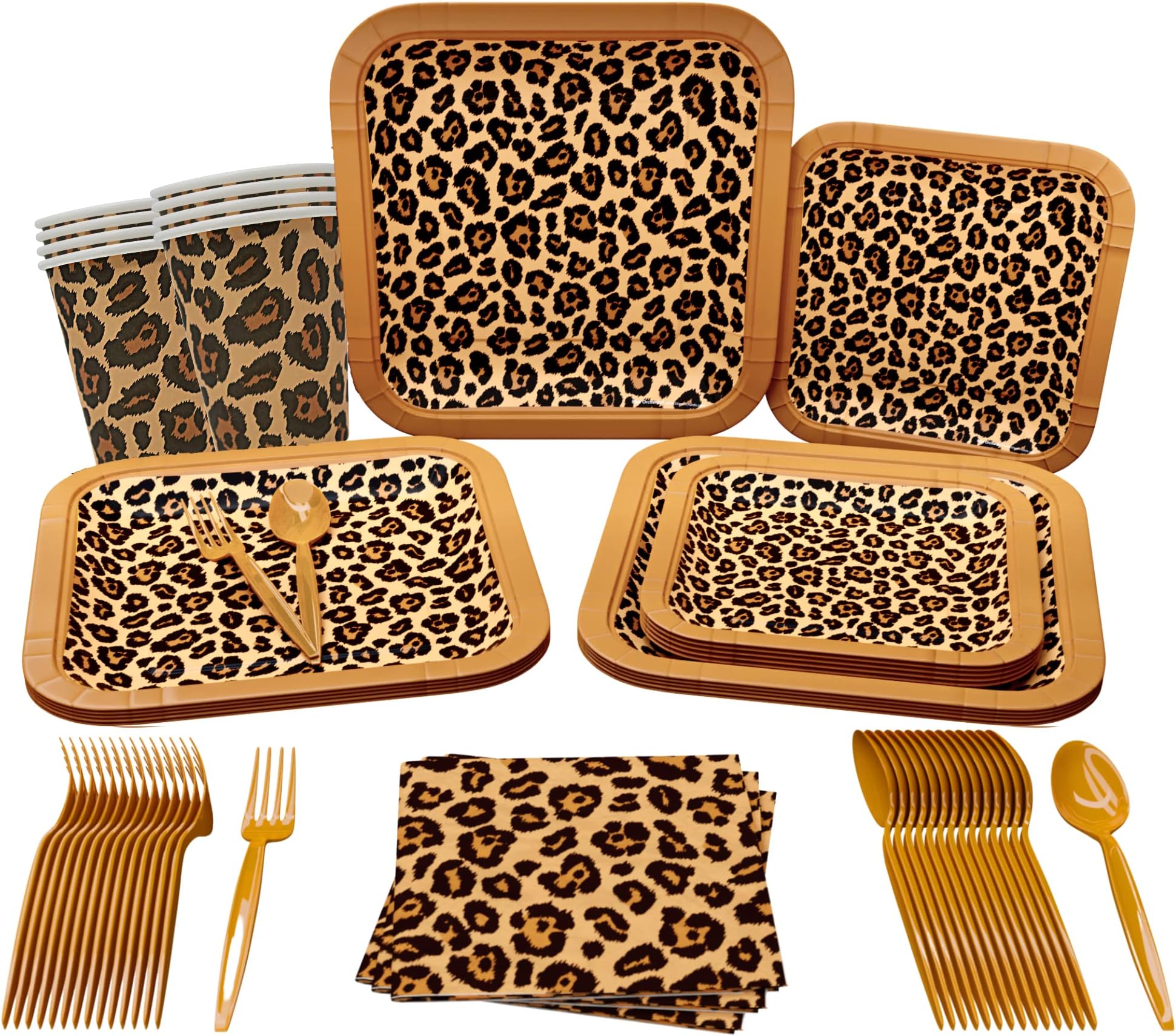 Amazon.com: Blue Orchards Leopard Print Party Plates and Napkins Pack ...