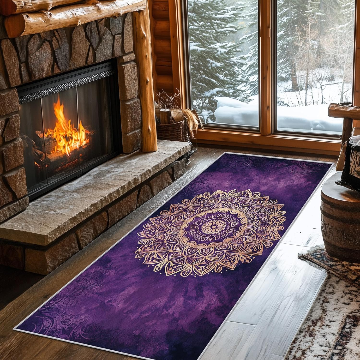 Amazon.com: Mandala Runner Rug 2x8 - Hallway Runner Rug Purple Fantasy ...