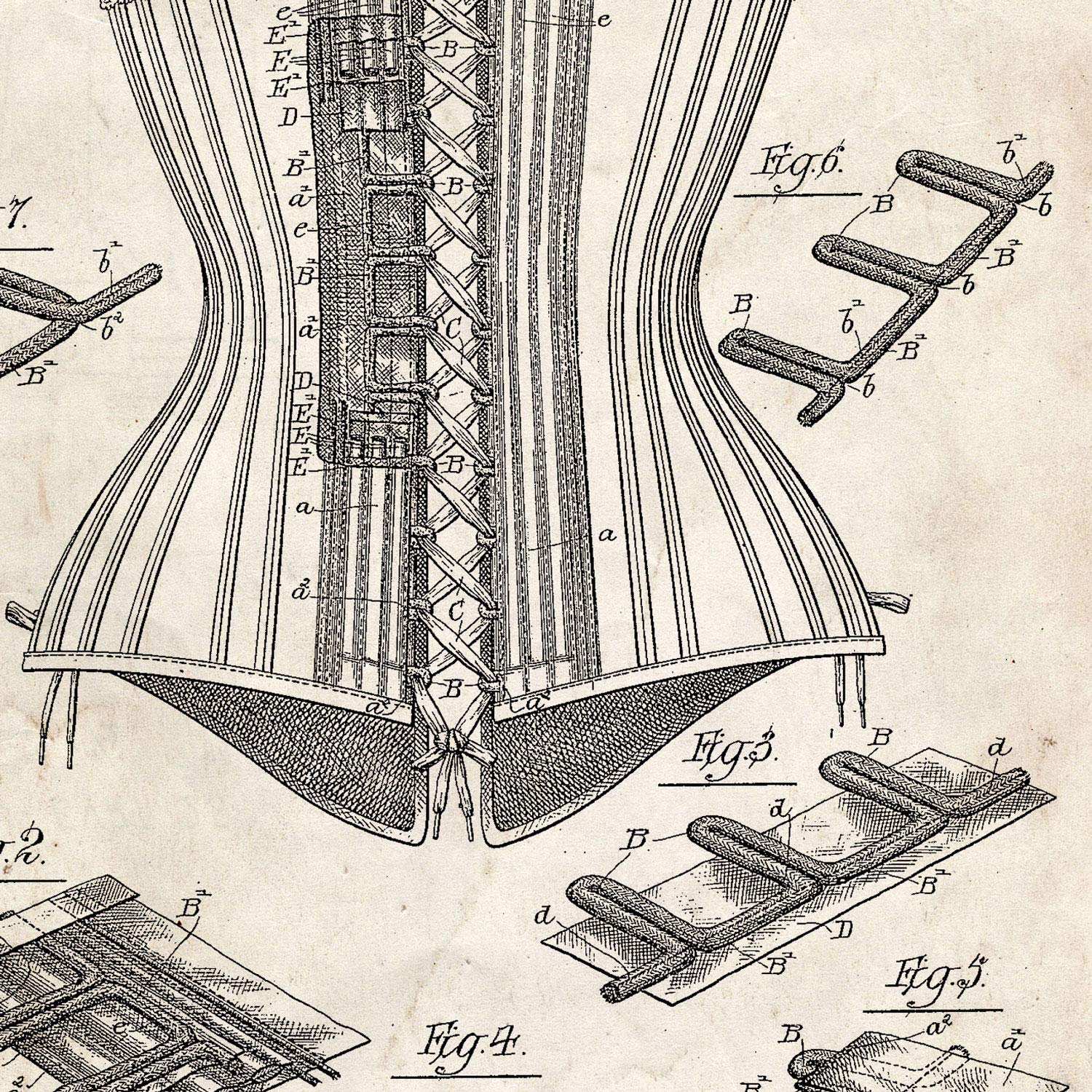 Poster Nacnic patent Corset. Sheet with old design patent in A3 size ...
