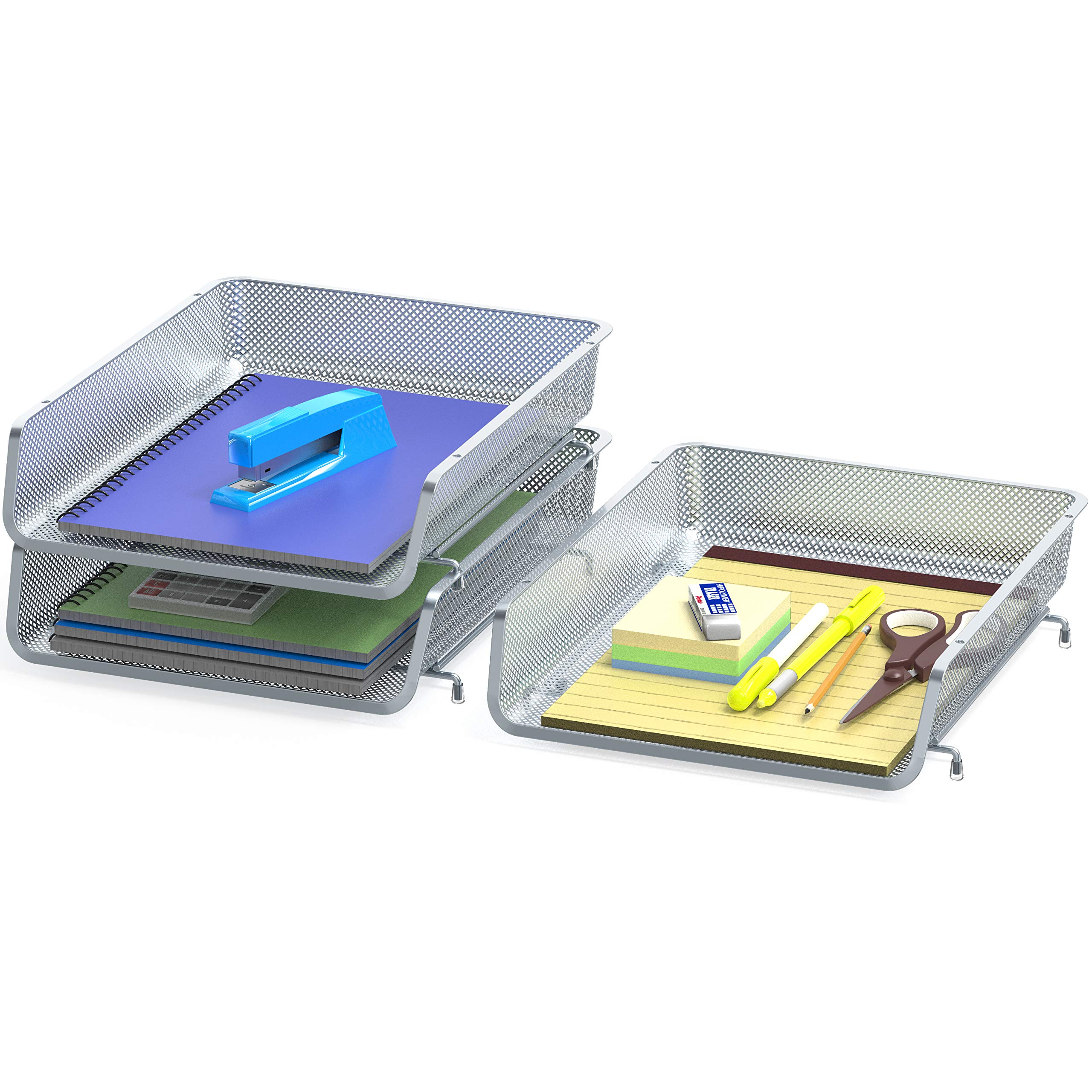 Snapklik.com : 3 Pack - Stackable Desk File Document Letter Tray Organizer