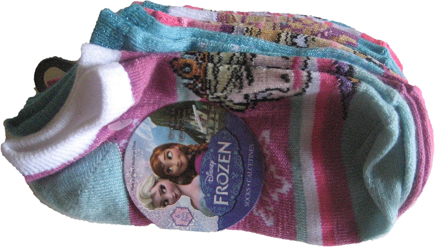 Amazon.com: Disney Frozen Snowflake No Show Socks Size 4-6 : Clothing ...