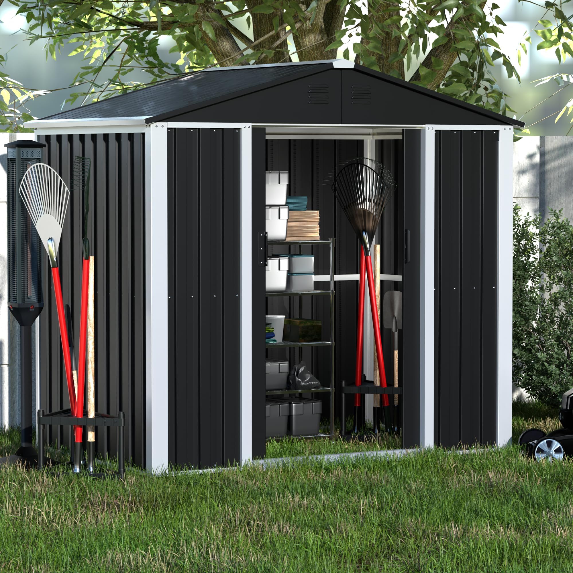 Amazon.com : NICOMOW Metal Outdoor Storage 6FT x 4FT,Our Metal Outdoor ...