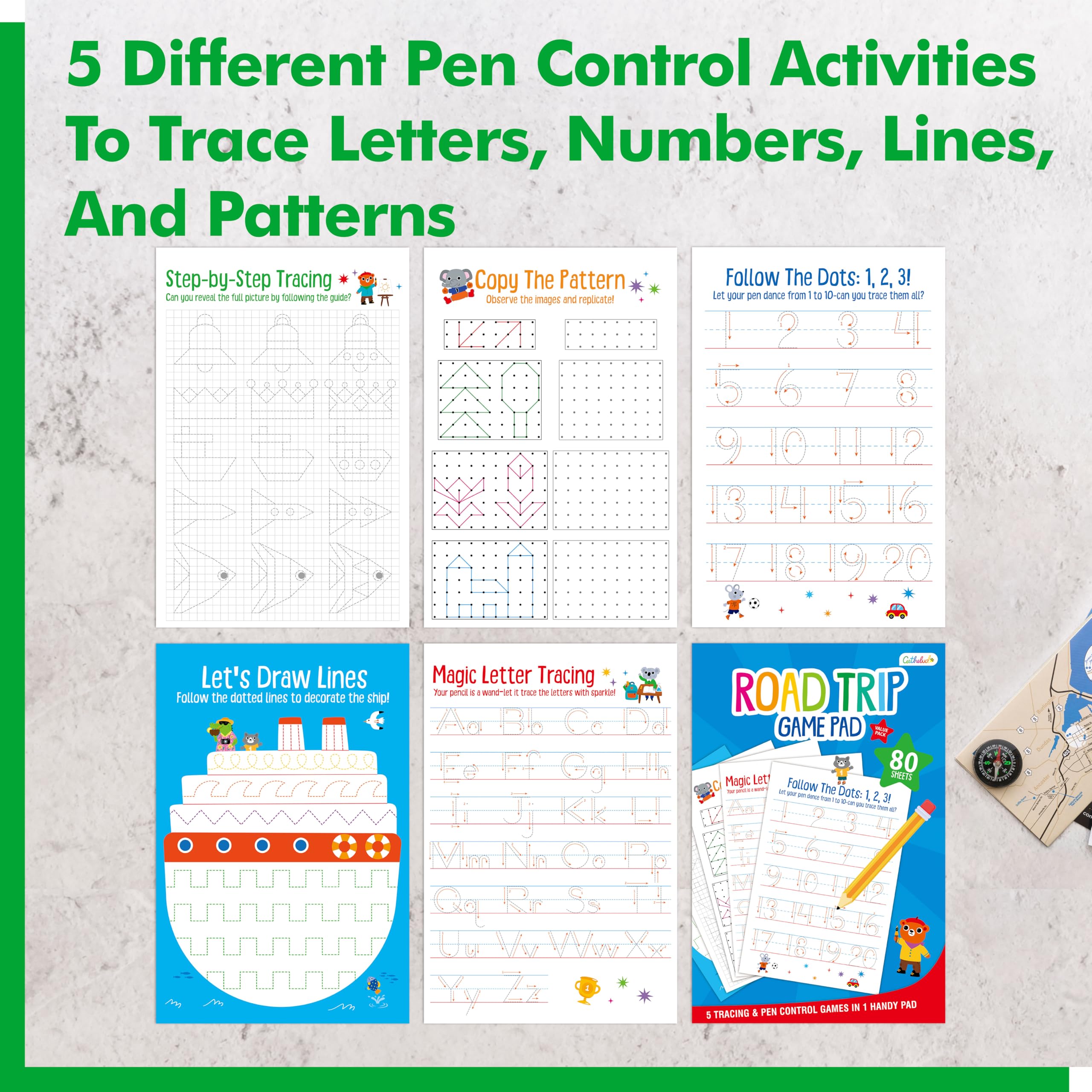 Snapklik.com : Pen Control & Tracing Activity Pad, 80 Tear-off Sheets ...