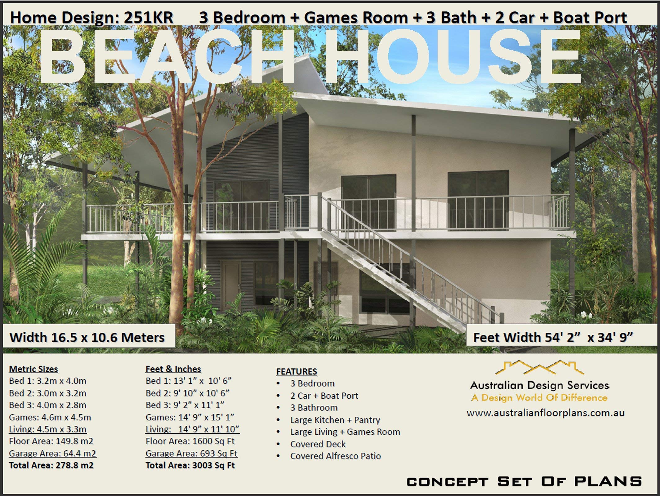 Buy Beach House Plan | 3 Bedroom house plan no- 253KR : Full ...