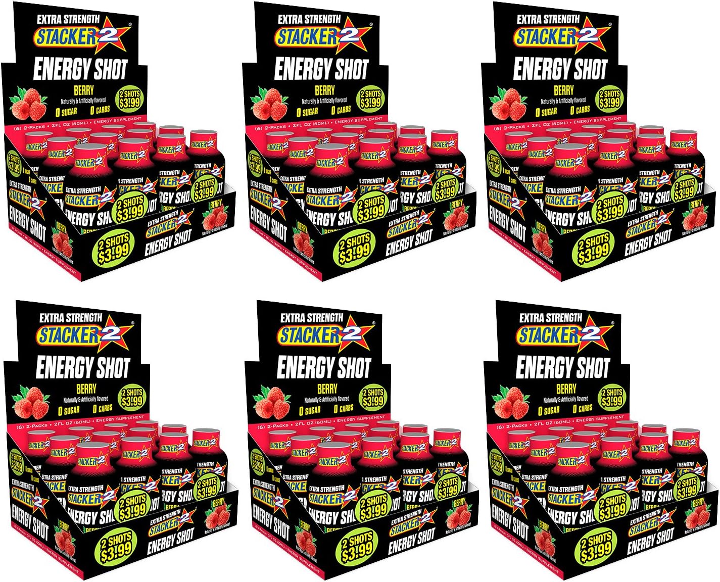 Stacker 2 Extra Strength Energy Shots, Berry Flaver 72, Bottles 2 fl ...
