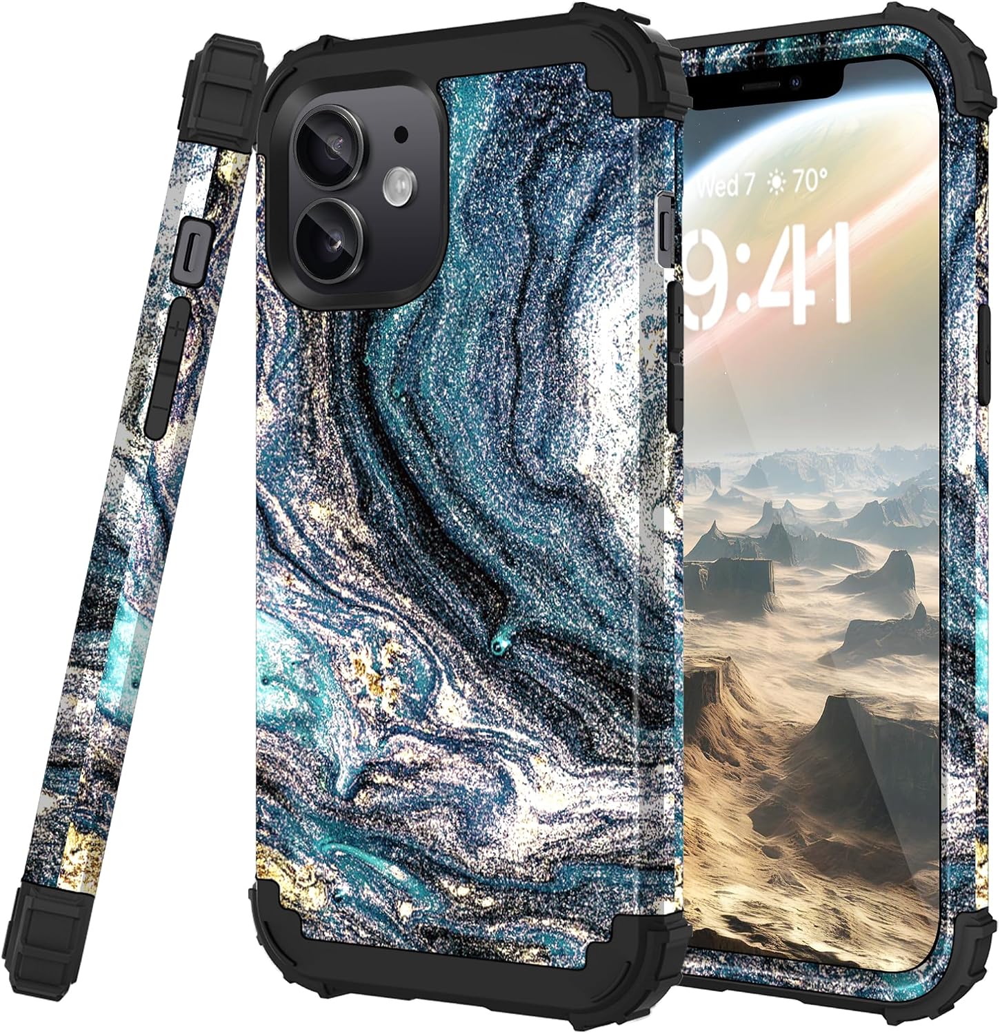 Amazon.com: Casewind for iPhone 12 Mini Case, Marble Pattern 3 in 1 ...