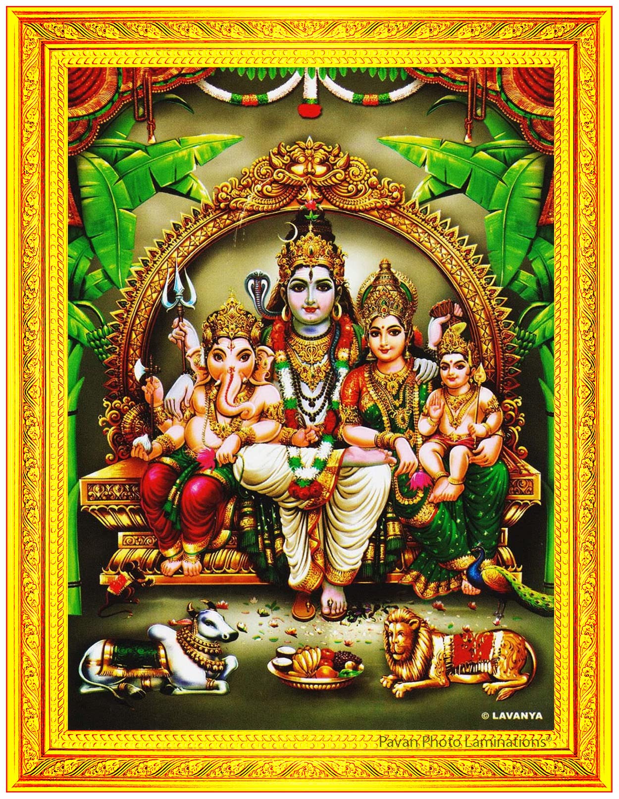 Buy Pavan Photo Laminations, Lord Shiv Parvati Bhagwan Ganesh Kartikeya ...