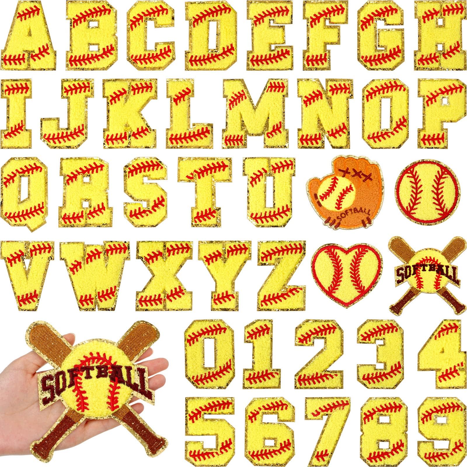 Amazon.com: Chenille Softball - 3 Inch - Yellow/Red- Embroidered Iron ...