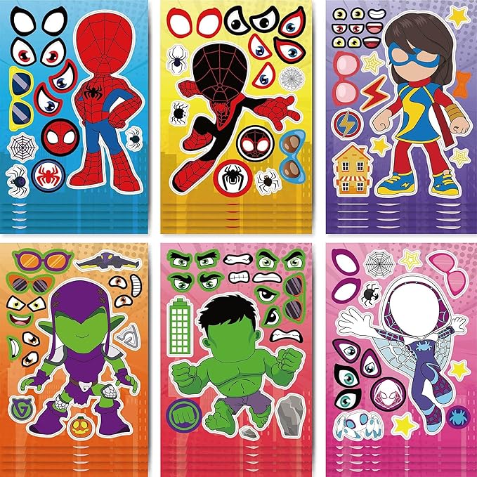 Amazon.com: 36PCS Spidey Make a Face Stickers, Spidey and His Amazing ...