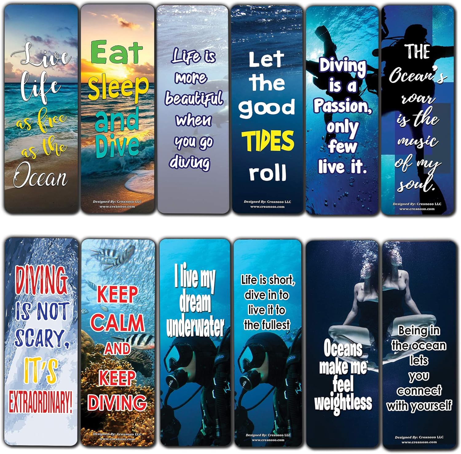 Amazon.com : Creanoso Diving Ocean Quotes Bookmarks (12 Pack) – Great ...