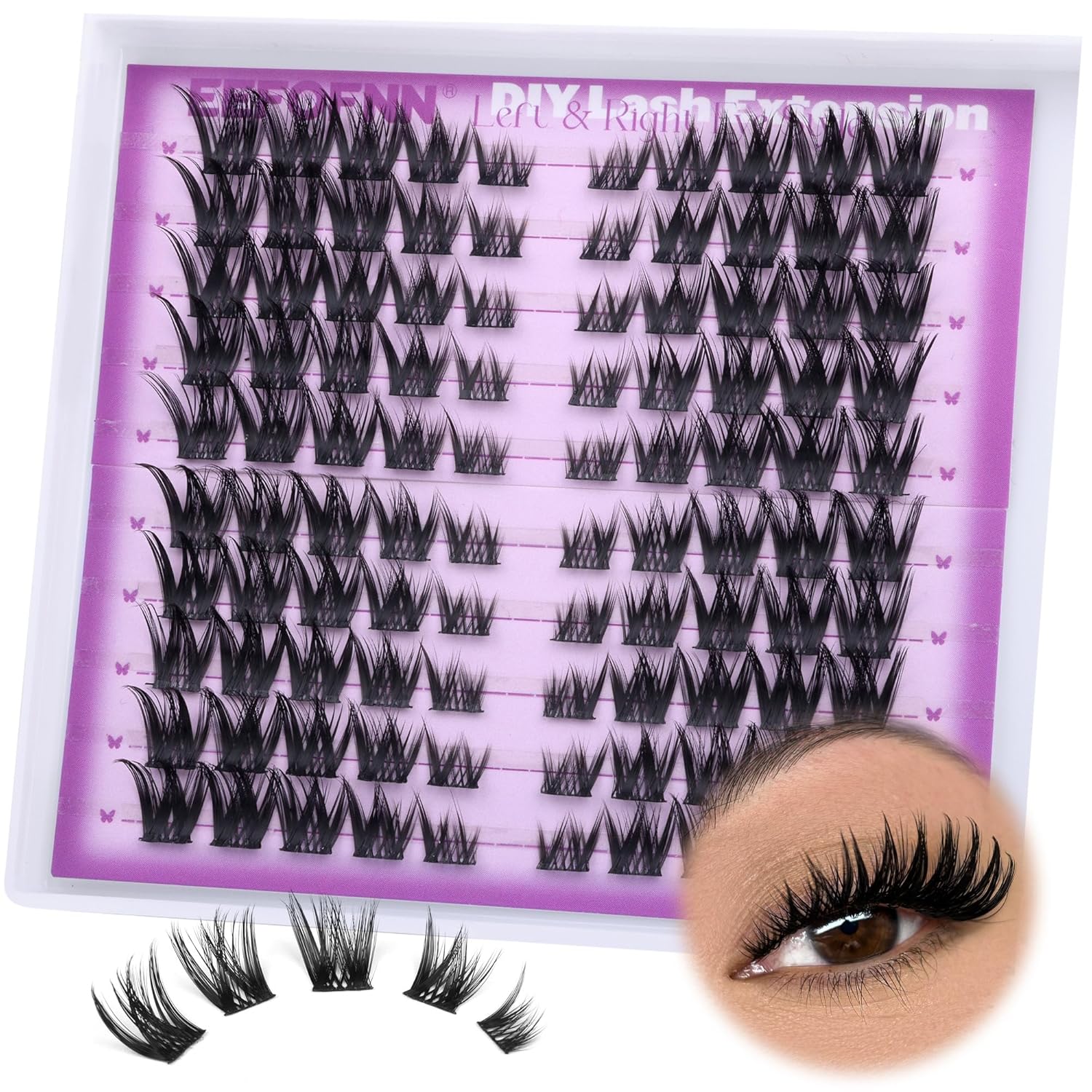 Amazon.com: Eefofnn Wispy Cluster Lashes CD Curly Eyelash Clusters Natural Lash Extension Left ...