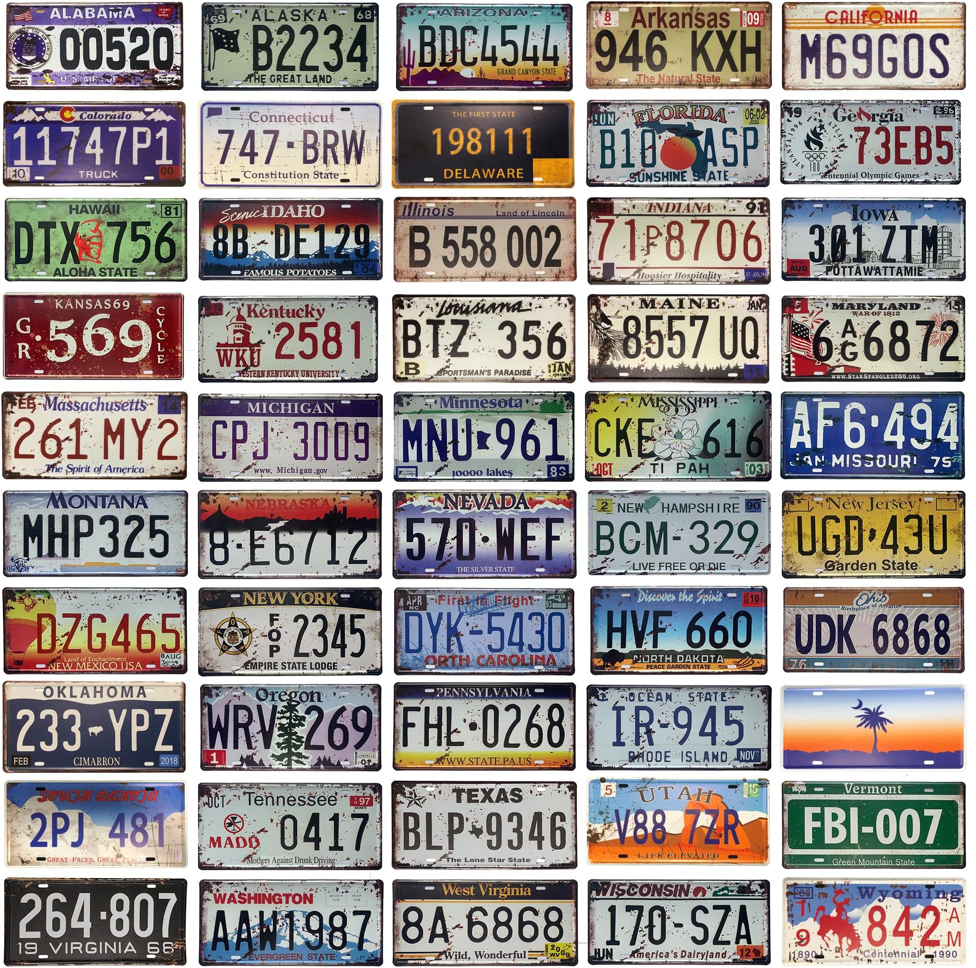 Amazon.com: All 50 States Real USA License Plates Complete Set ...