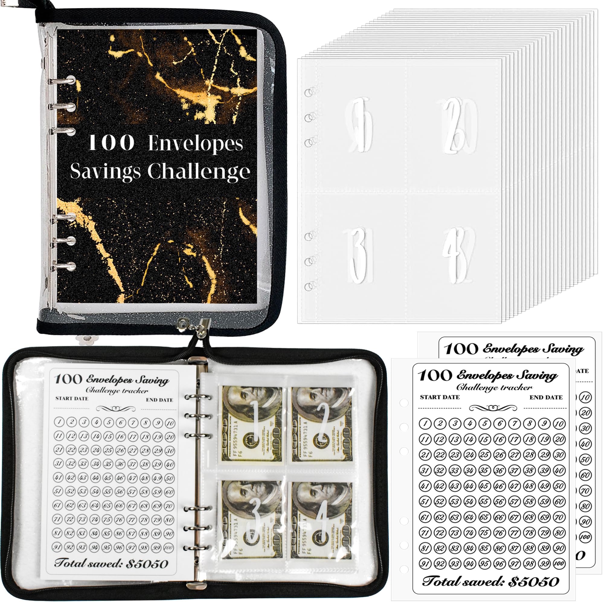 Amazon.com : LingLingo 100 Envelopes Money Saving Challenge Binder ...