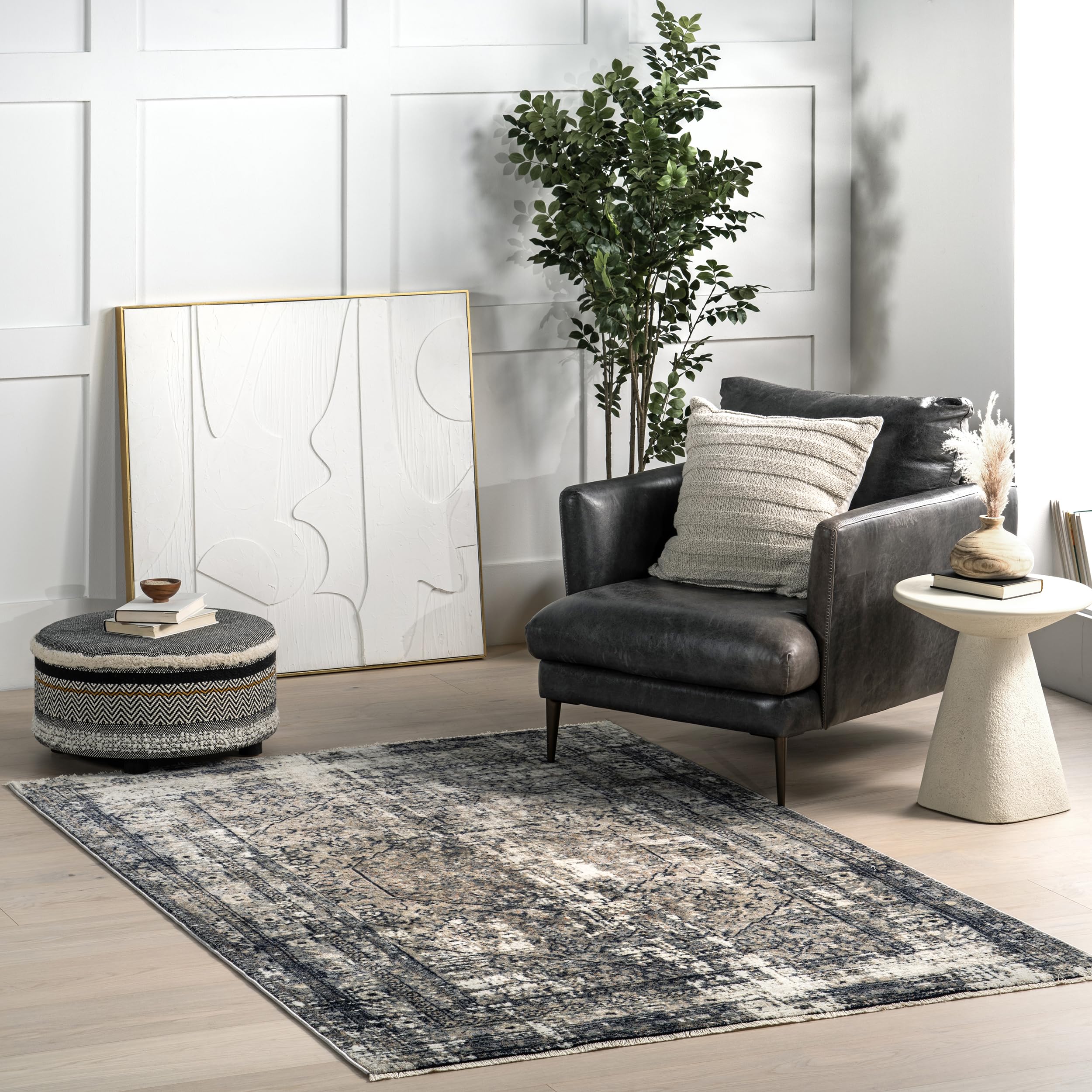 nuLOOM Charvi Medallion 4x6 Area Rug for Living Room Bedroom Dining ...