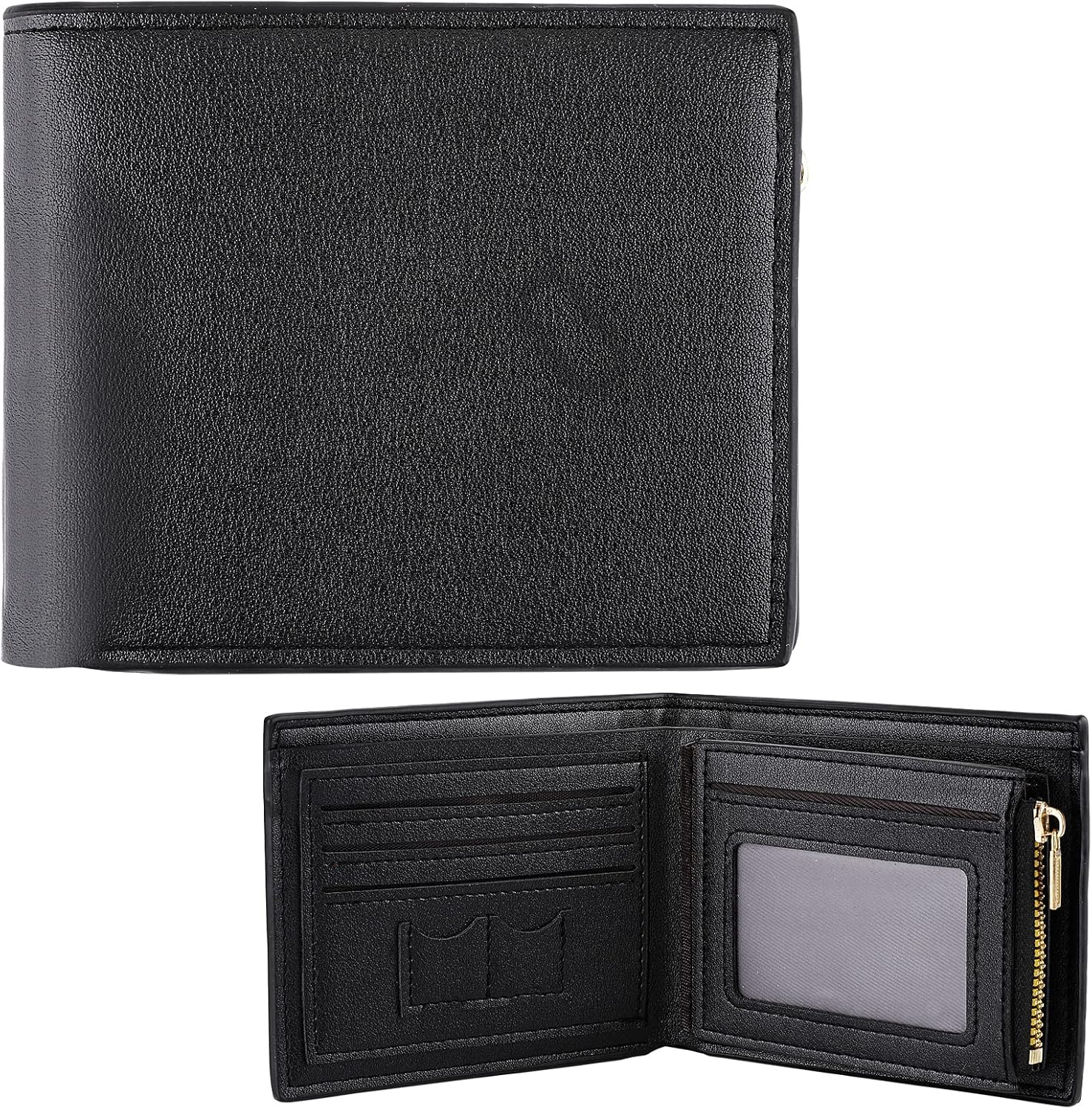 Amazon.com: WLLHYF Wallet For Men，Black Slim Smooth Leather Bifold ...