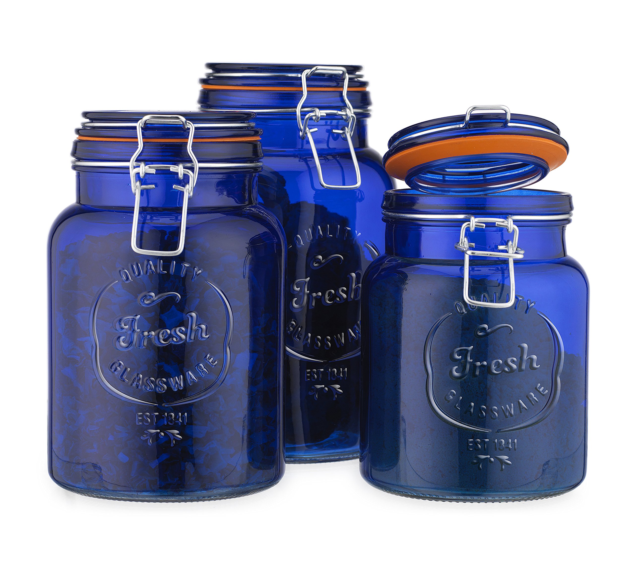 Cobalt Blue Canister Sets For Kitchen Vintage Set Of Four Peace And
