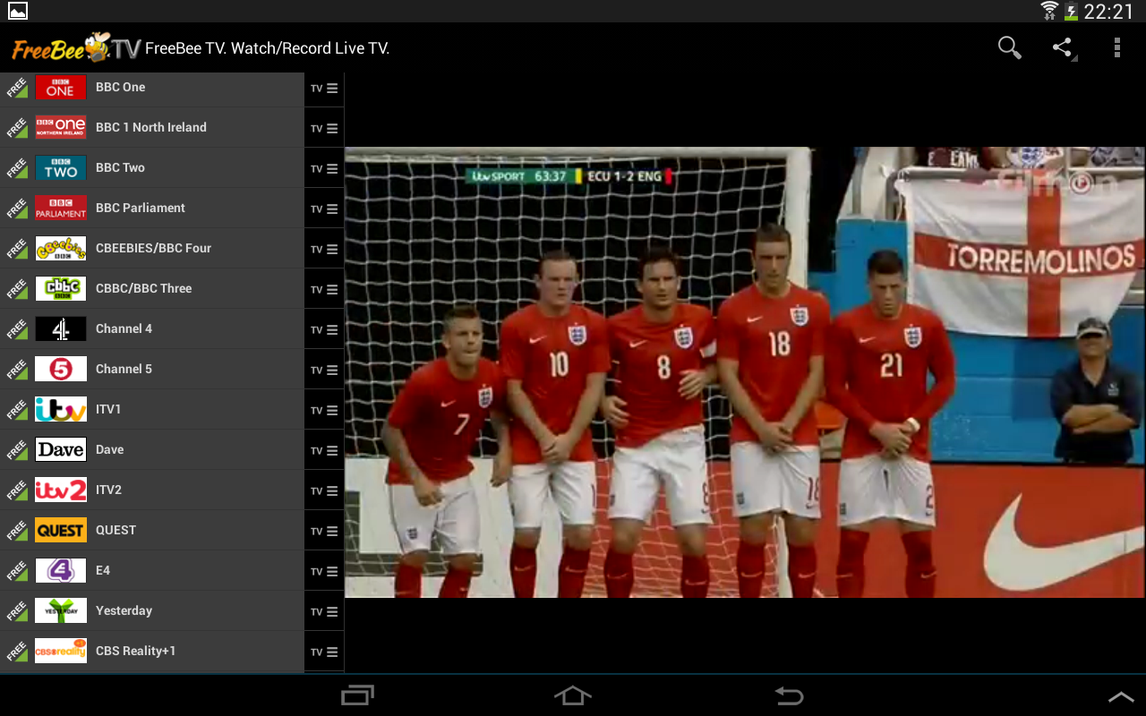 Aplicación FreeBee TV en Amazon Appstore