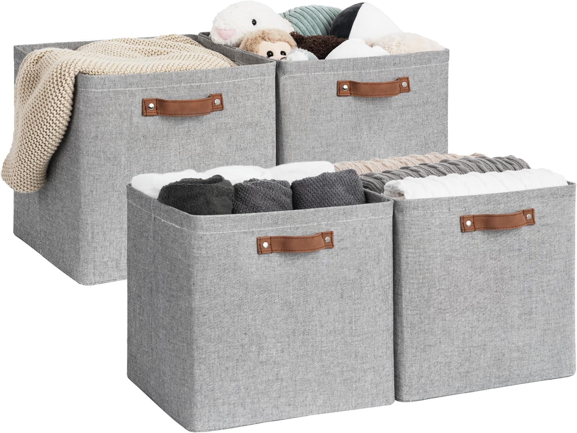 Amazon.com: Uiifan 10 Pcs Collapsible Storage Bins Fabric Foldable ...