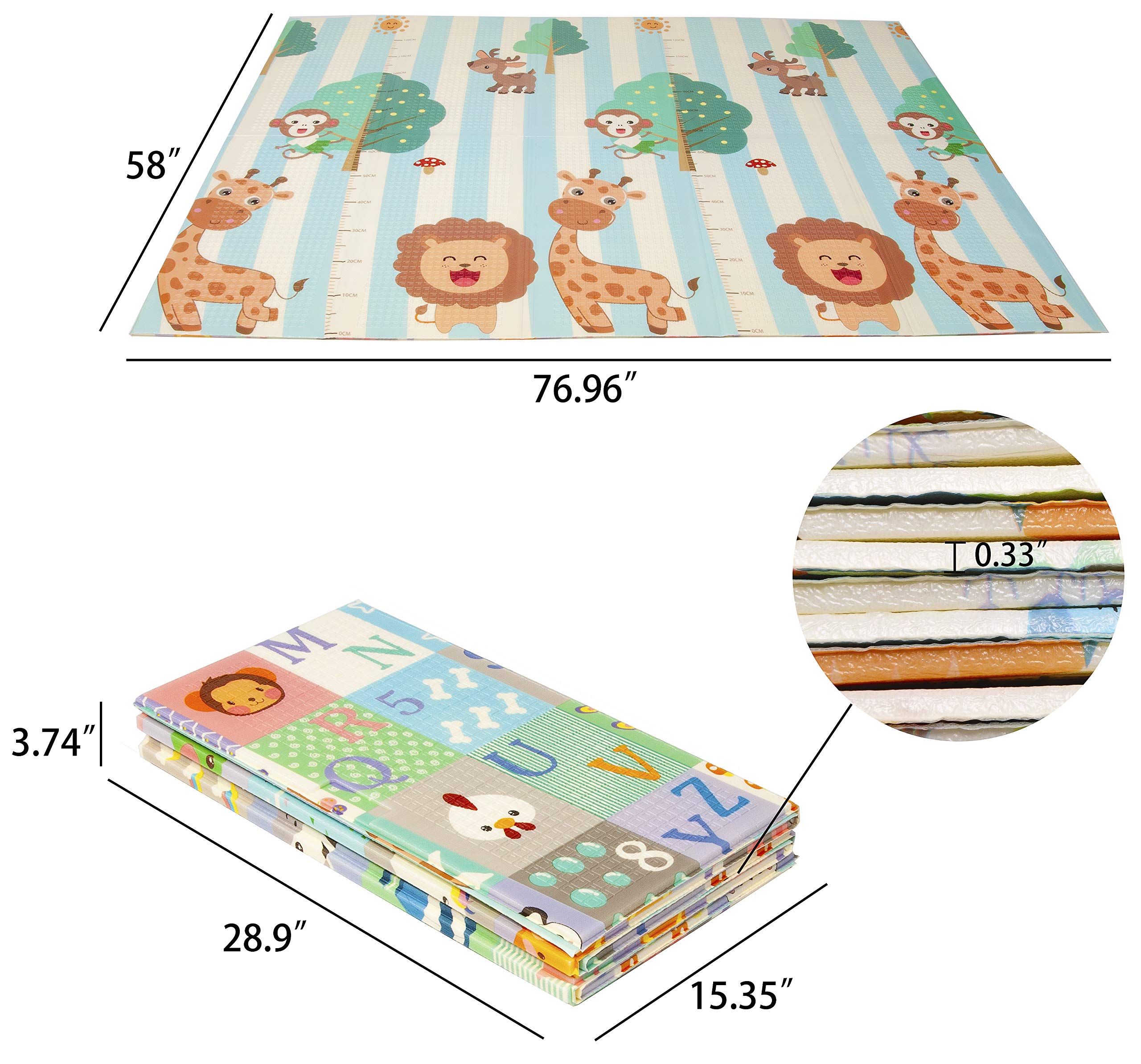 BalanceFrom Waterproof Reversible Double-Side Padded Foam Folding Play ...