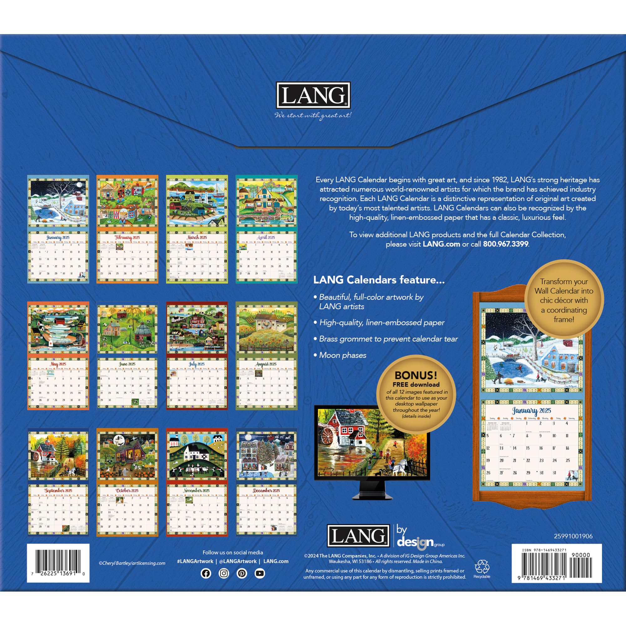 Lang 2025 Wall Calendar Cottage Country LANG Country Sampler 2025 Wall ...