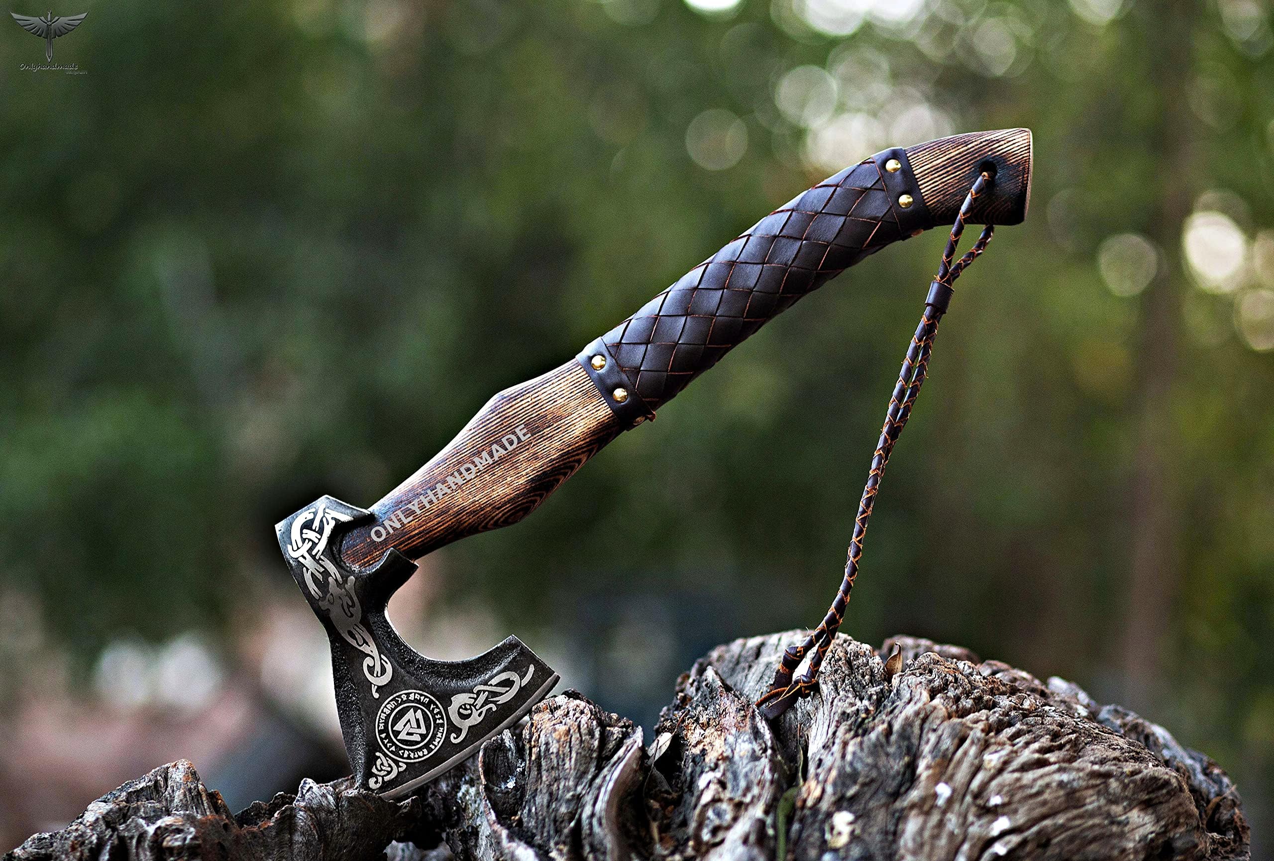 Amazon.com : Custom Gift Forged Carbon Steel Viking Axe with Rose Wood ...