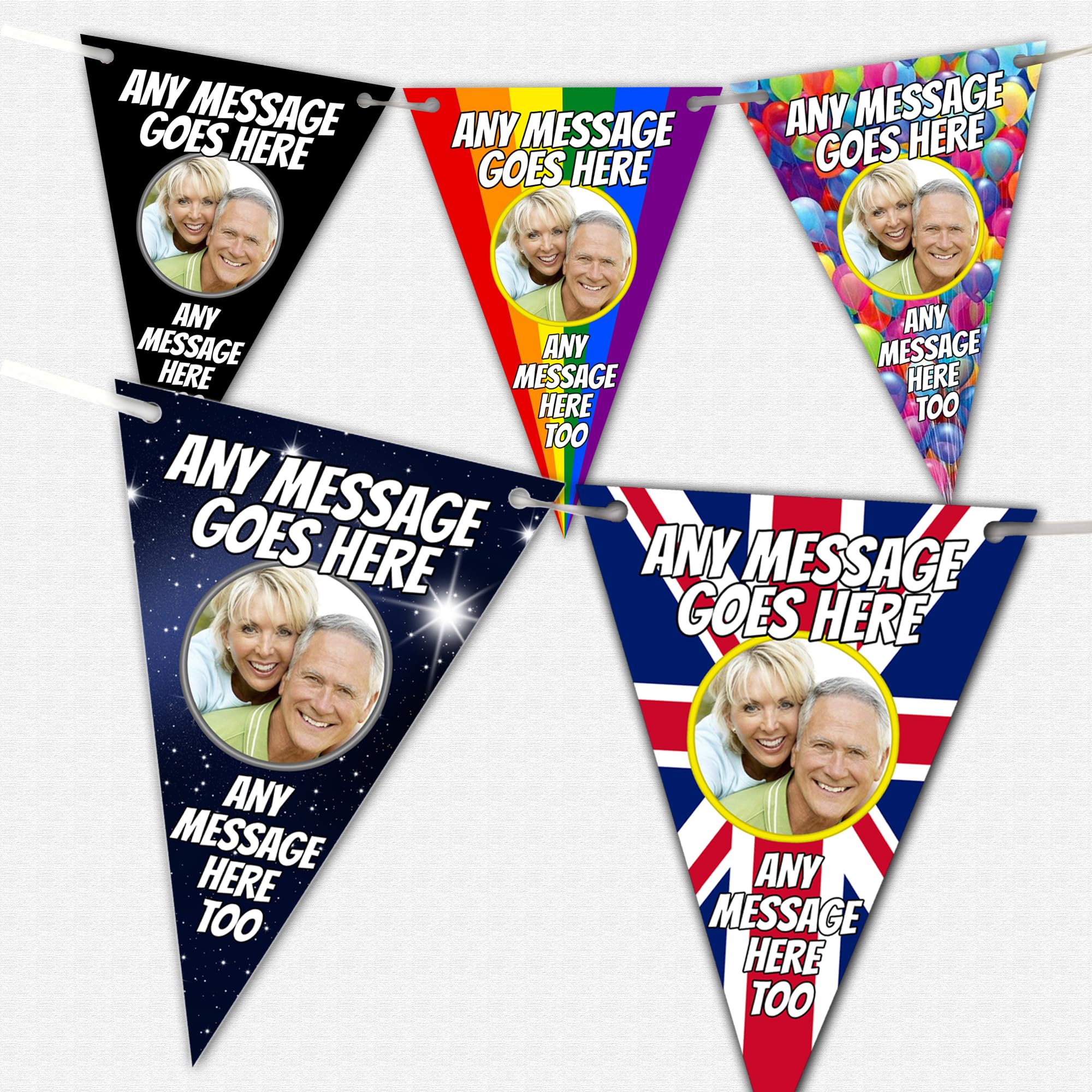 12 x Personalised Bunting With Photo And Text Of Your Choice - 9 ...