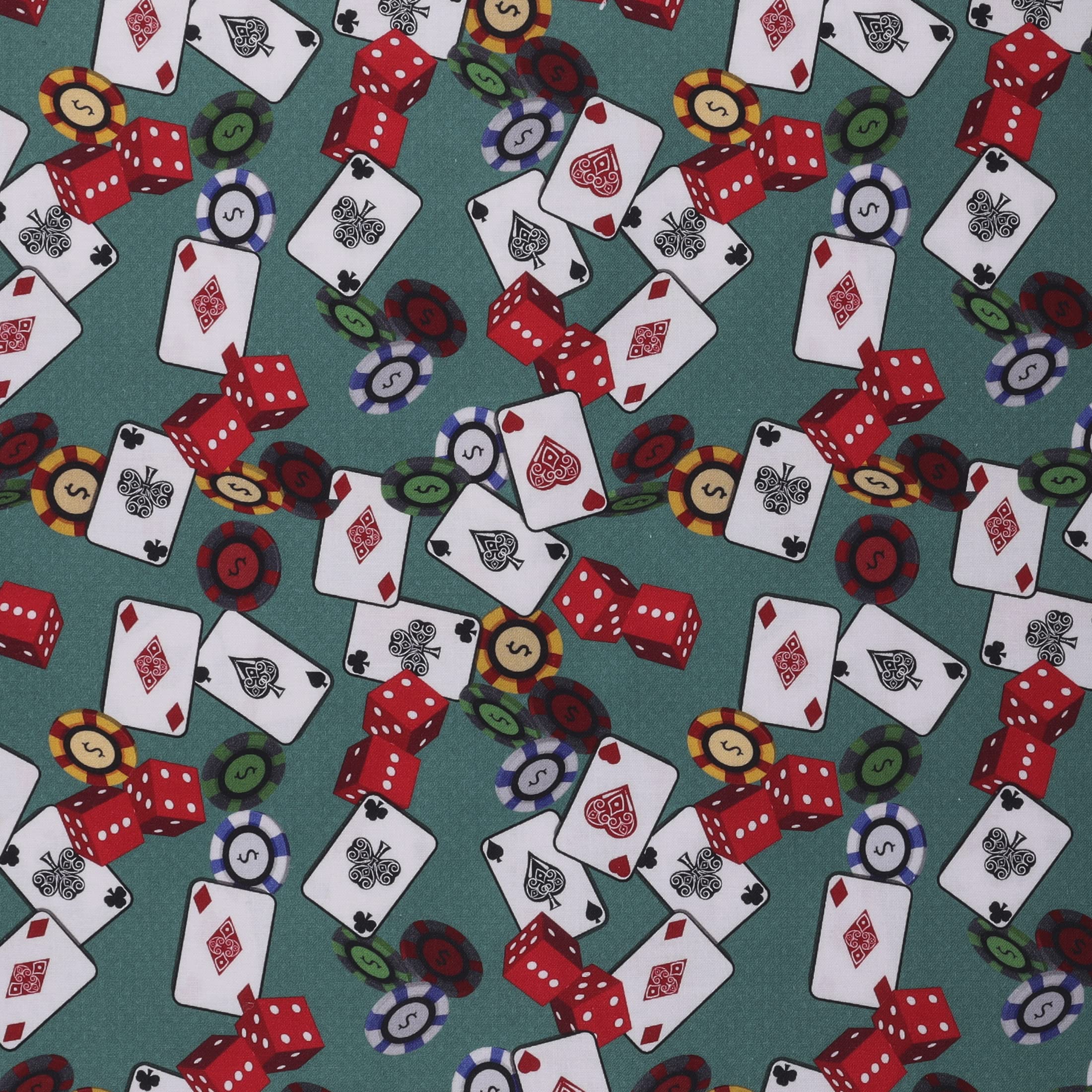 Amazon.com: Mook Fabrics Cotton Casino Game Icons, Green/Multi Cut by ...