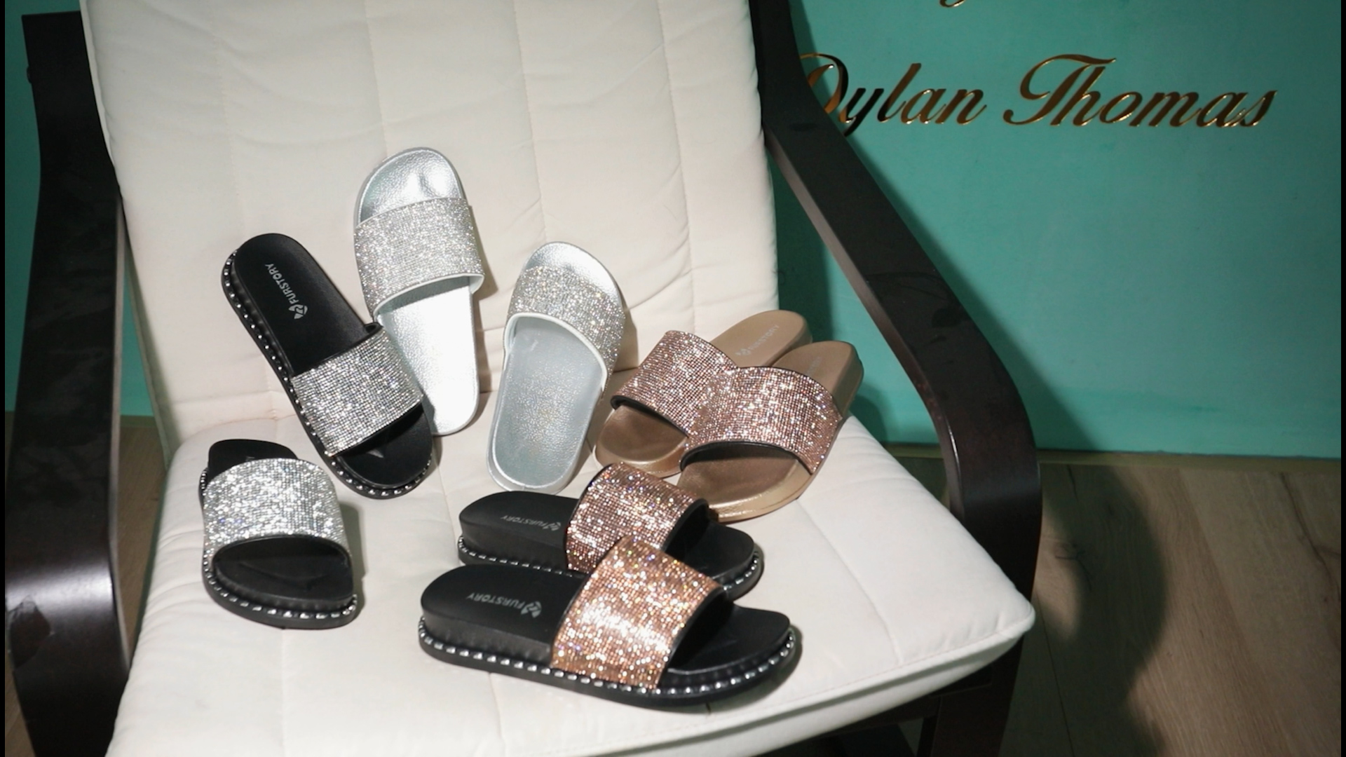 Watch Womens Slides Rhinestone Slides Glitter Sparkling Slides on ...