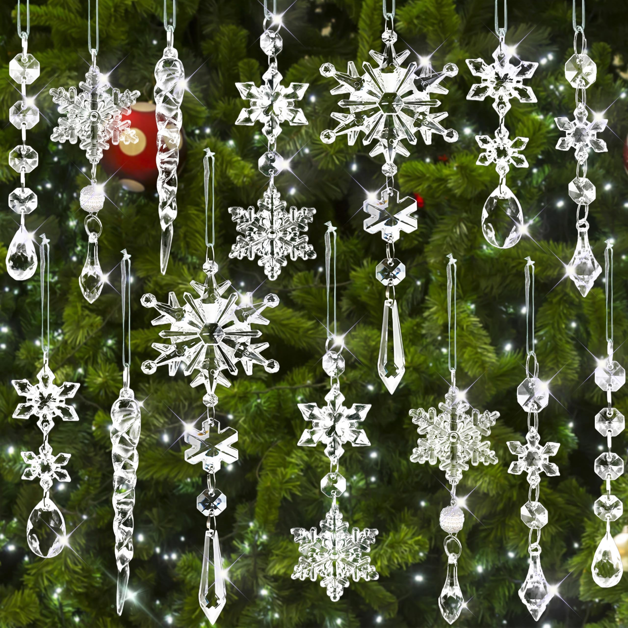 Amazon.com: Christmas Tree Decorations Crystal Christmas Ornaments 20 ...