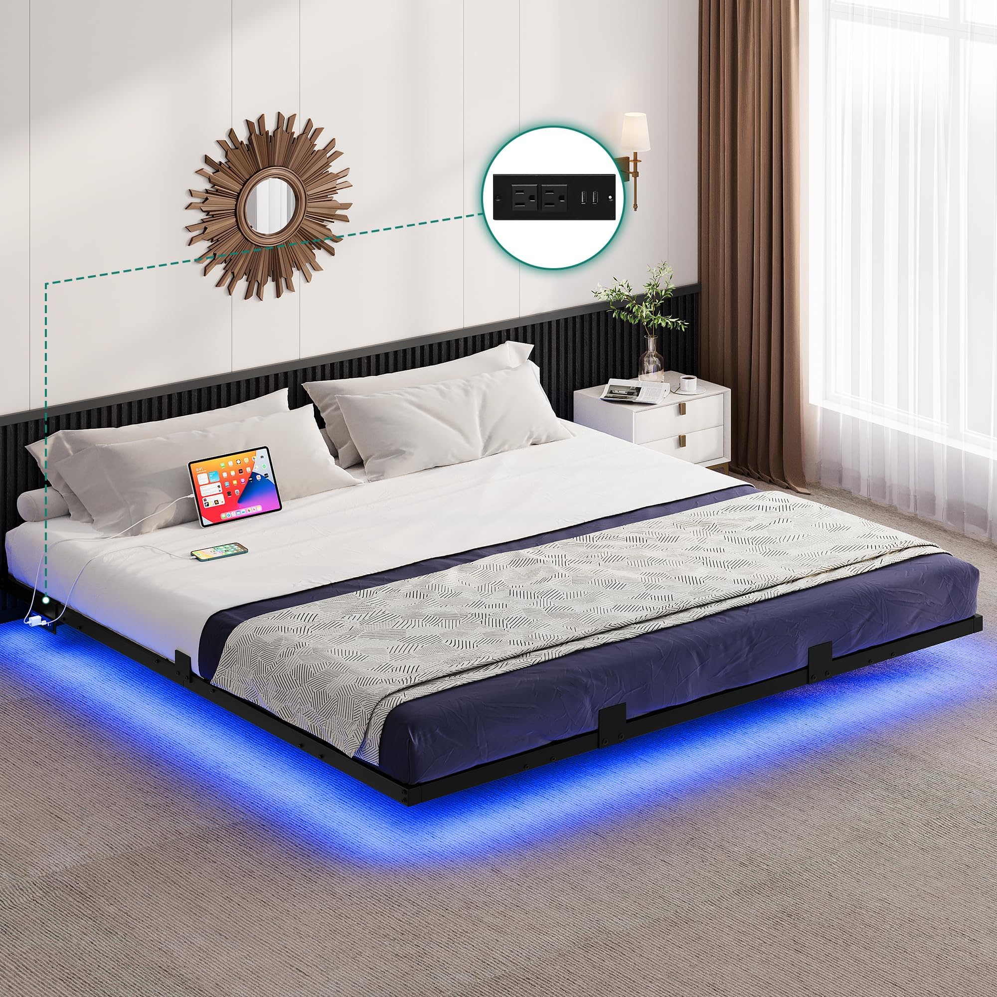 Amazon.com: OSCHF Floating Metal Bed Frame - Full Size Modern Platform ...