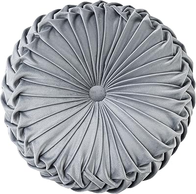 Amazon.com: Lush Decor Round Pleated Soft Velvet Decorative Pillow, 1 ...