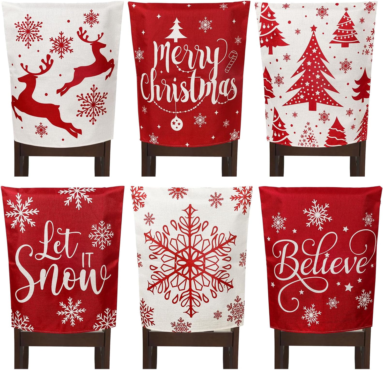 Amazon.com: DCQRY 6 Pcs Christmas Chair Back Cover for Dining Room ...