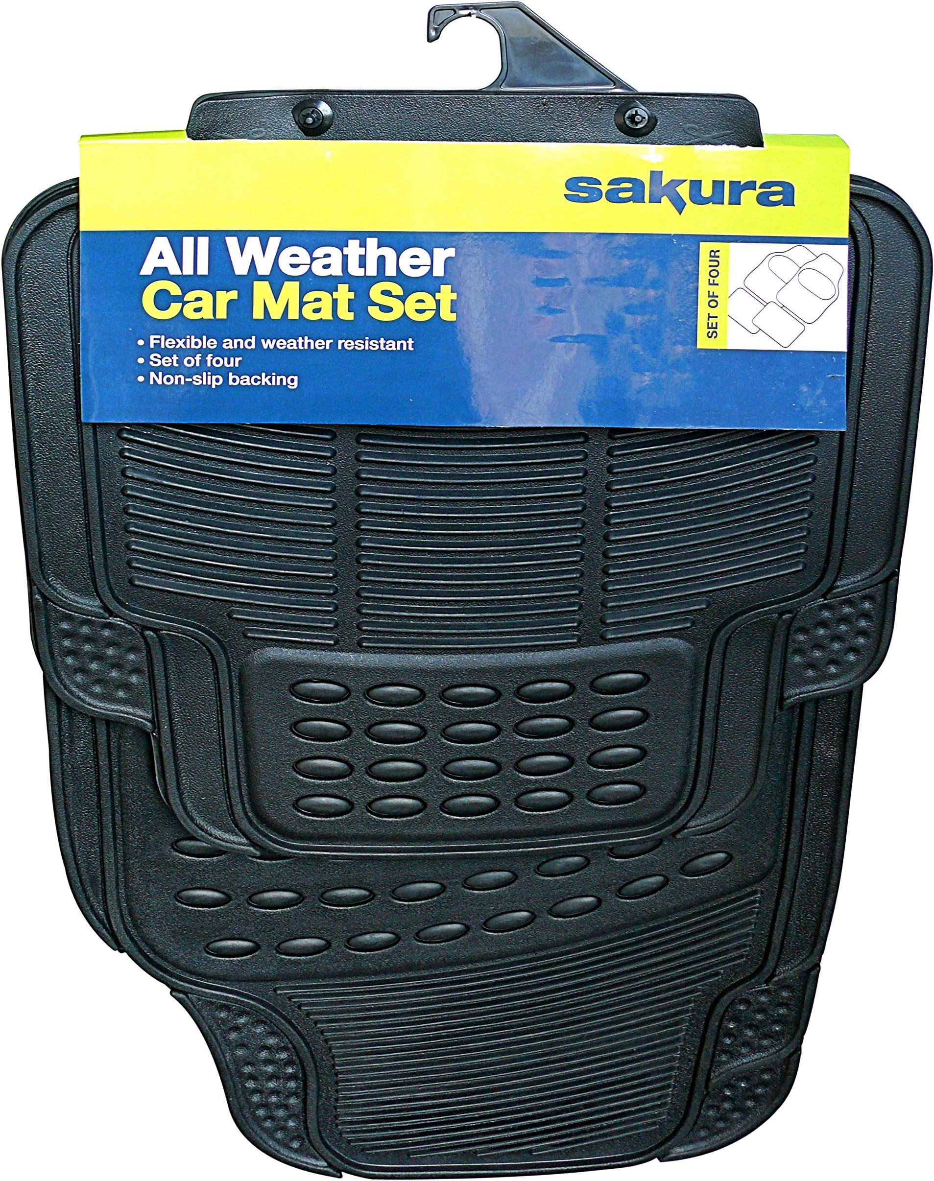 Sakura All-Weather Rubber Car Mats SS3601 - Set of 4, Anti-Slip Backing ...