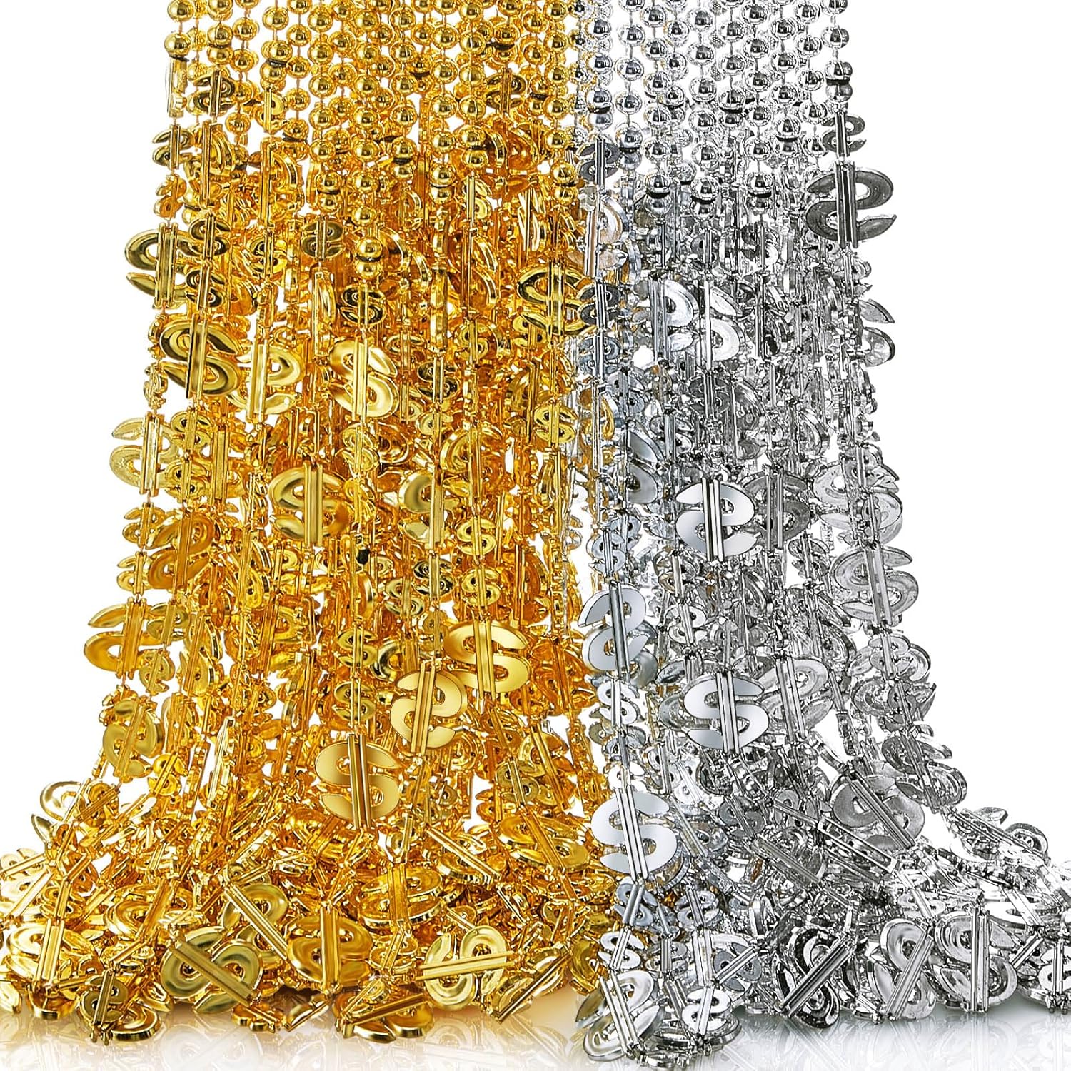 Tondiamo 24 Pcs Mini Gold Silver Chain Dollar Necklace Dollar Sign ...