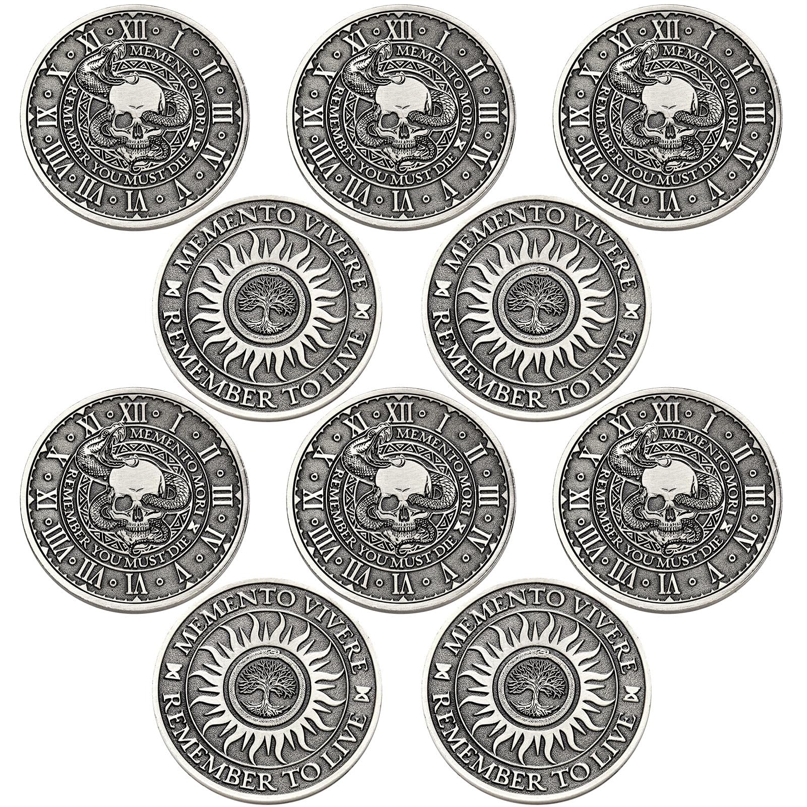 Amazon.com : Misdary 10 Pcs Memento Mori Coin Memento Vivere Reminder ...