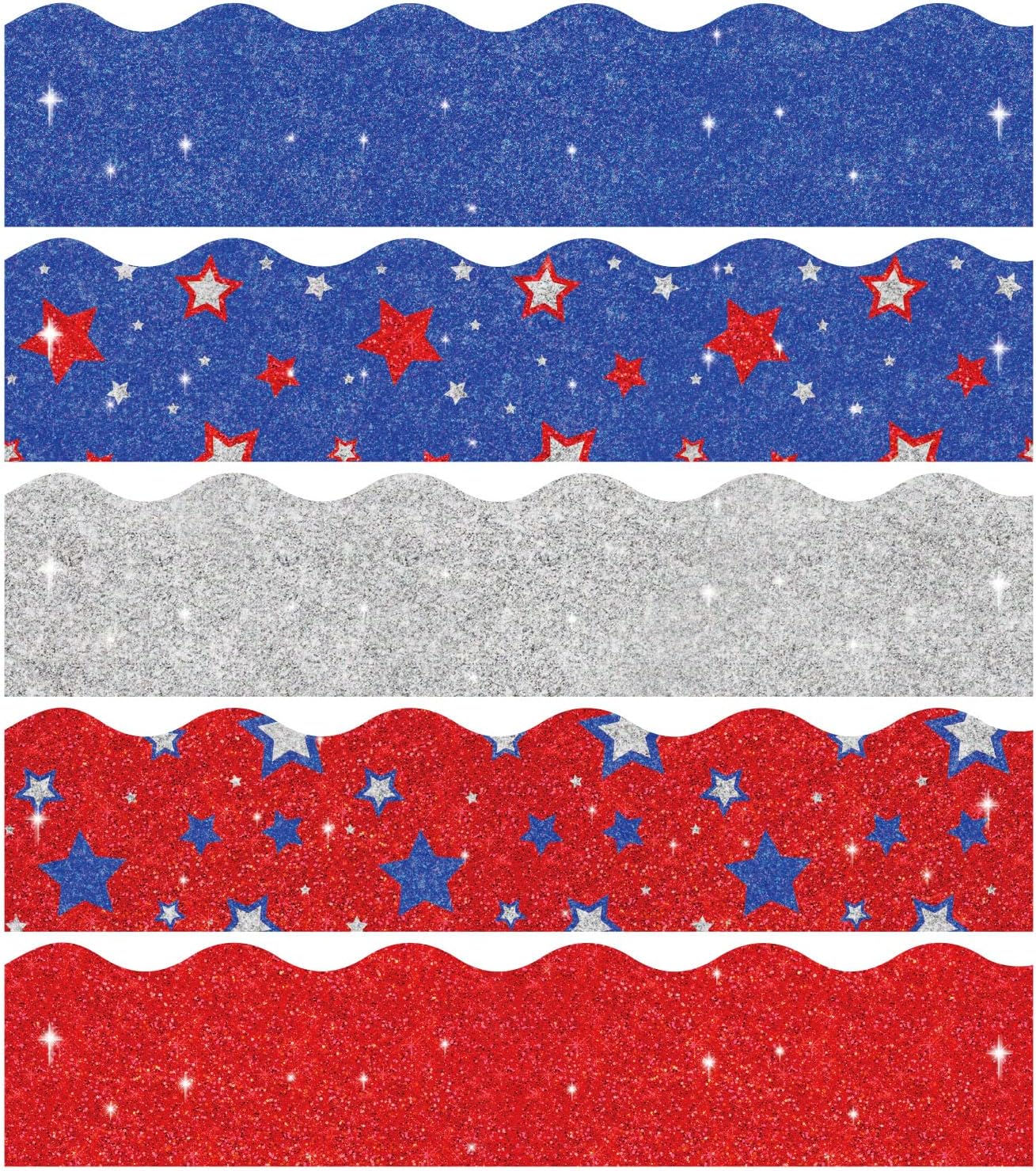 Amazon.com: Quera 50 Pieces 4th of July Glitter Bulletin Board Borders ...