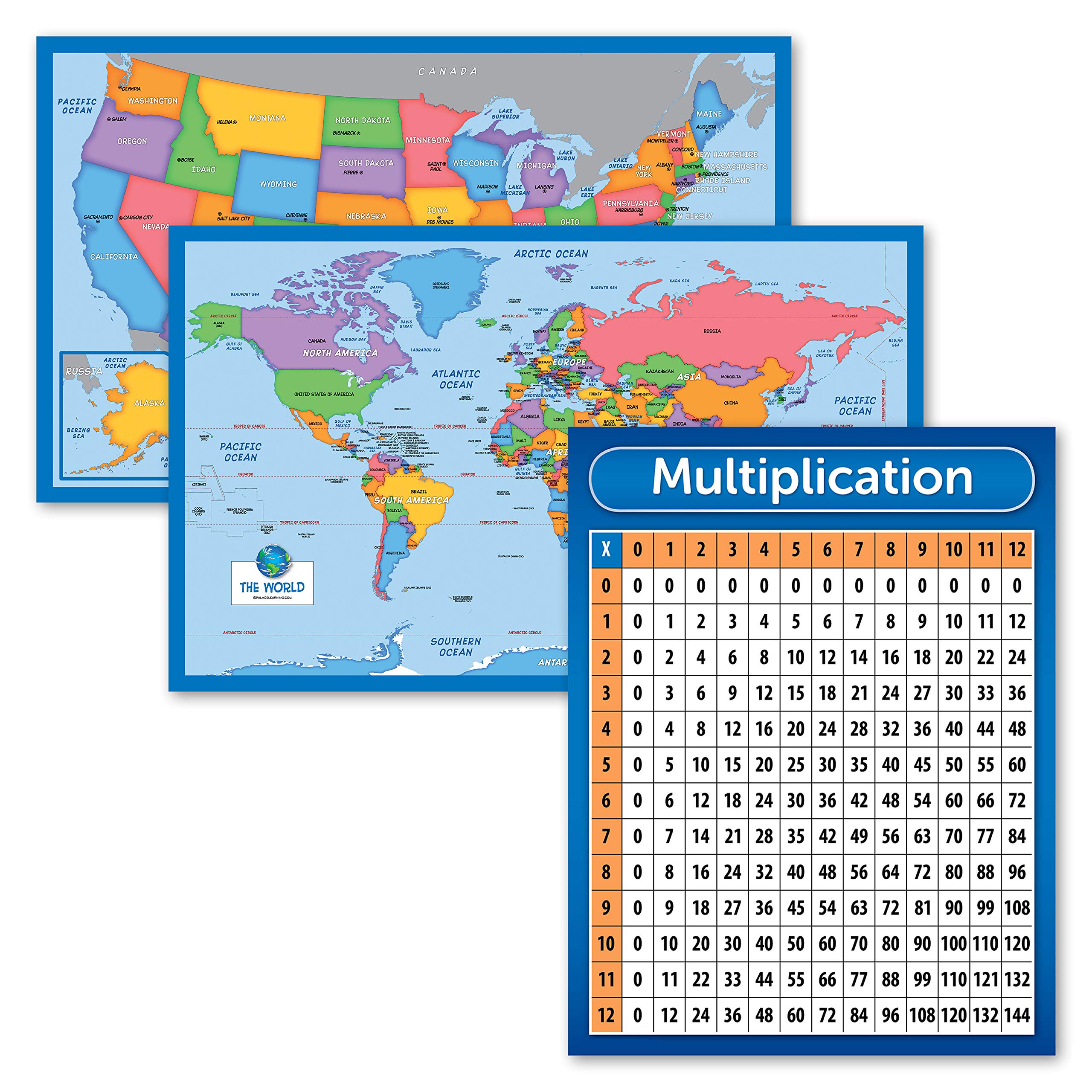 3 Pack World Map And Usa Map For Kids Multiplication | Desertcart Sri Lanka
