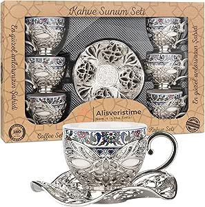 Amazon.com | Alisveristime Turkish Coffee Set for Six, 6 Topkapi Design ...