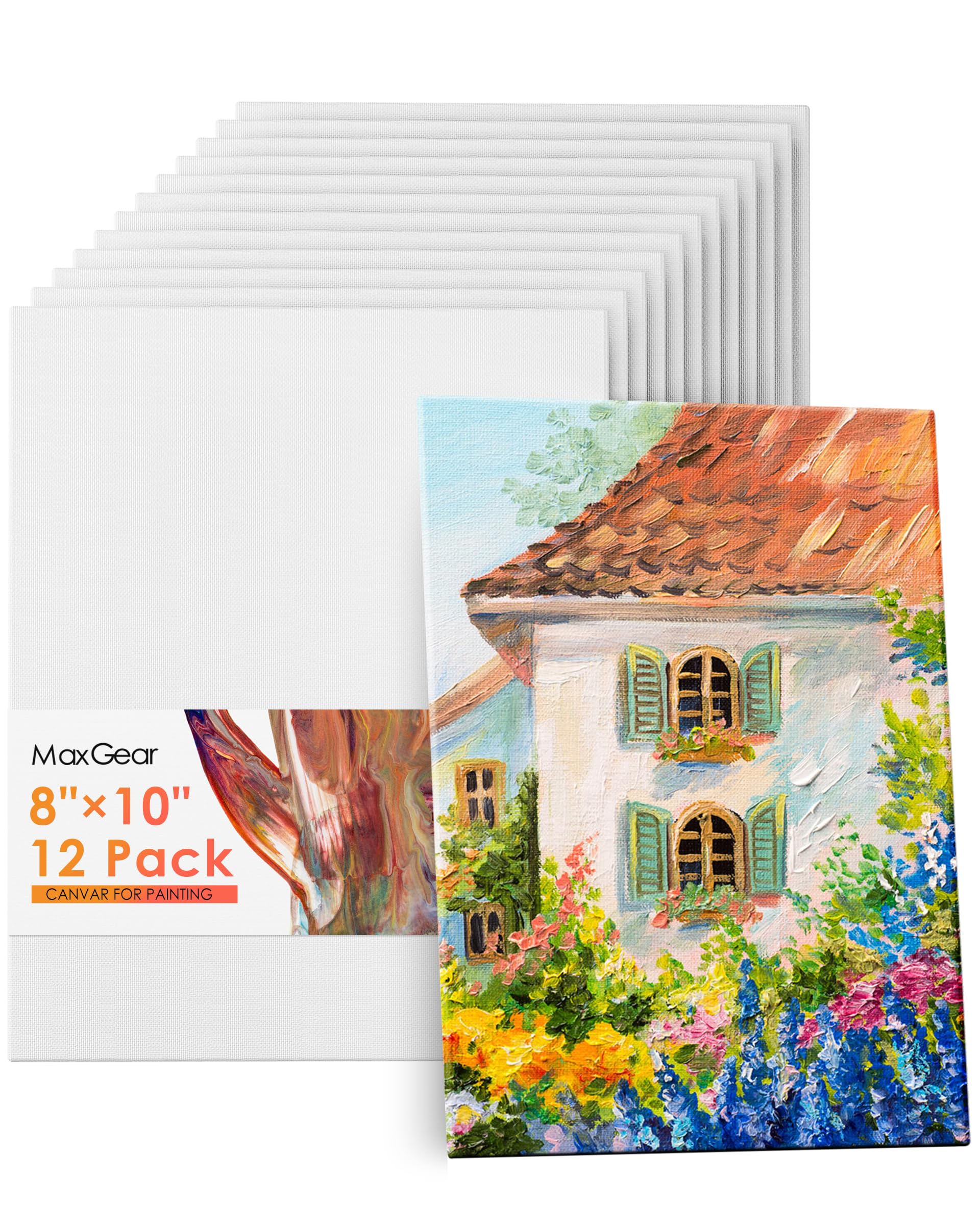 Amazon.com: MaxGear Canvases for Painting 8"x10", 12 Pack Painting ...