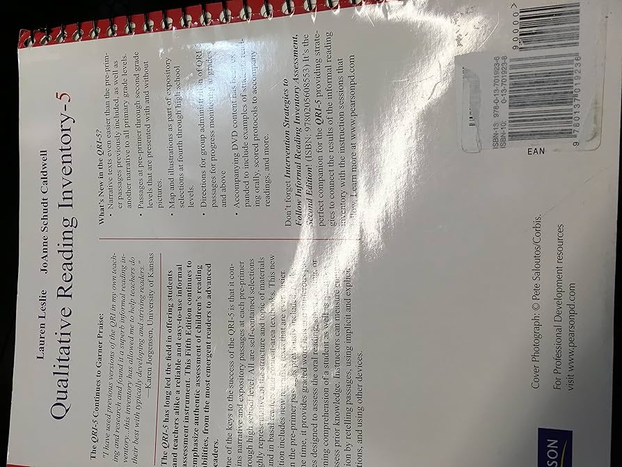 Qualitative Reading Inventory Assessment Instruments