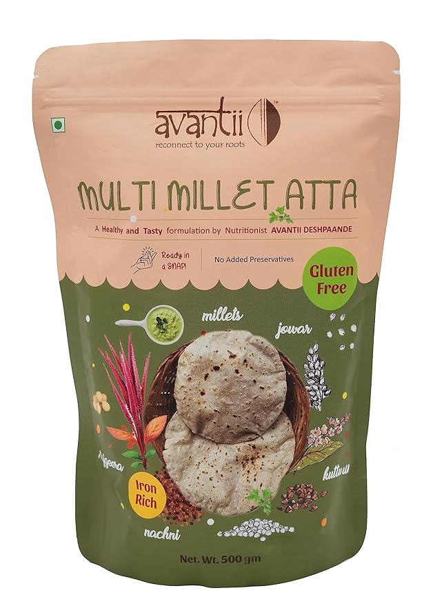 Avantii Gluten Free Multi Millet Atta 500g | Multi Millet Flour|Diet ...